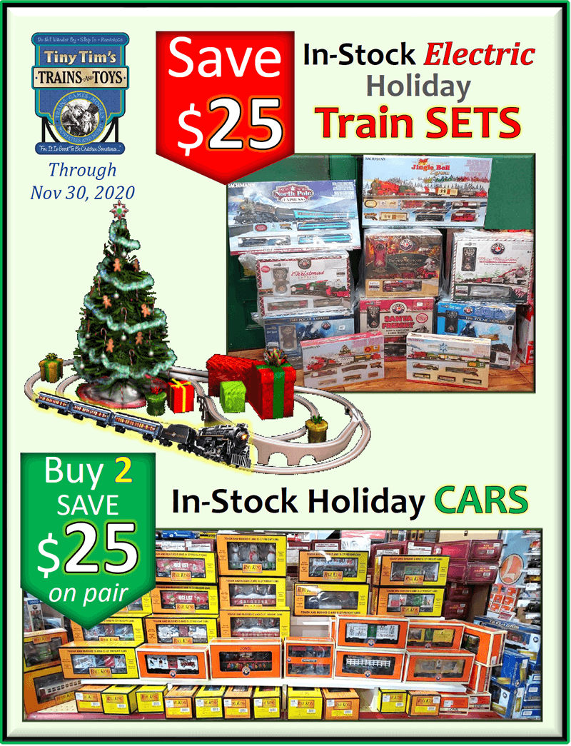 Save $25 on In-stock Electric Holiday Train Sets